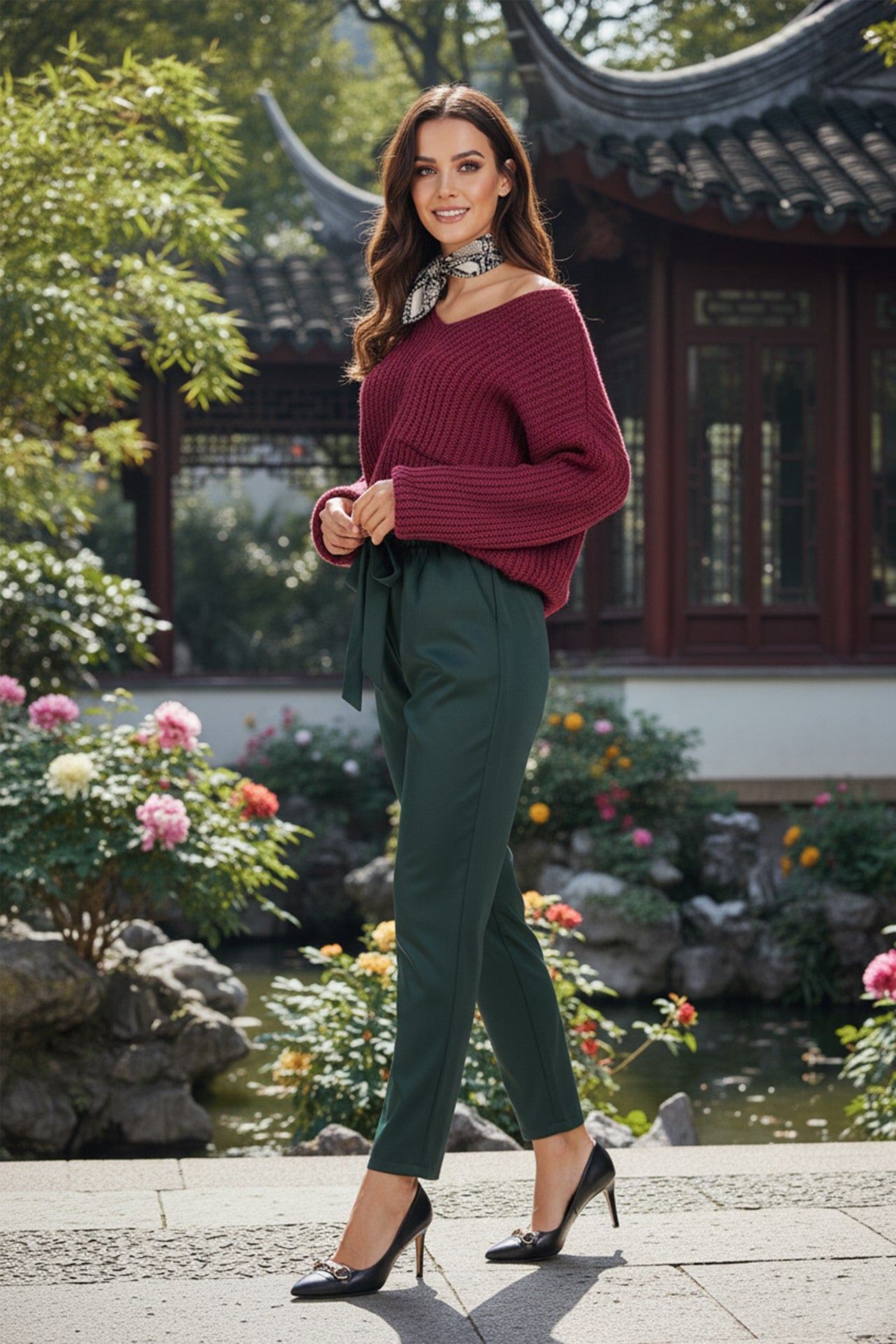 Emerald Paperbag Waist Tapered Pants for Women | High Rise Belted ...