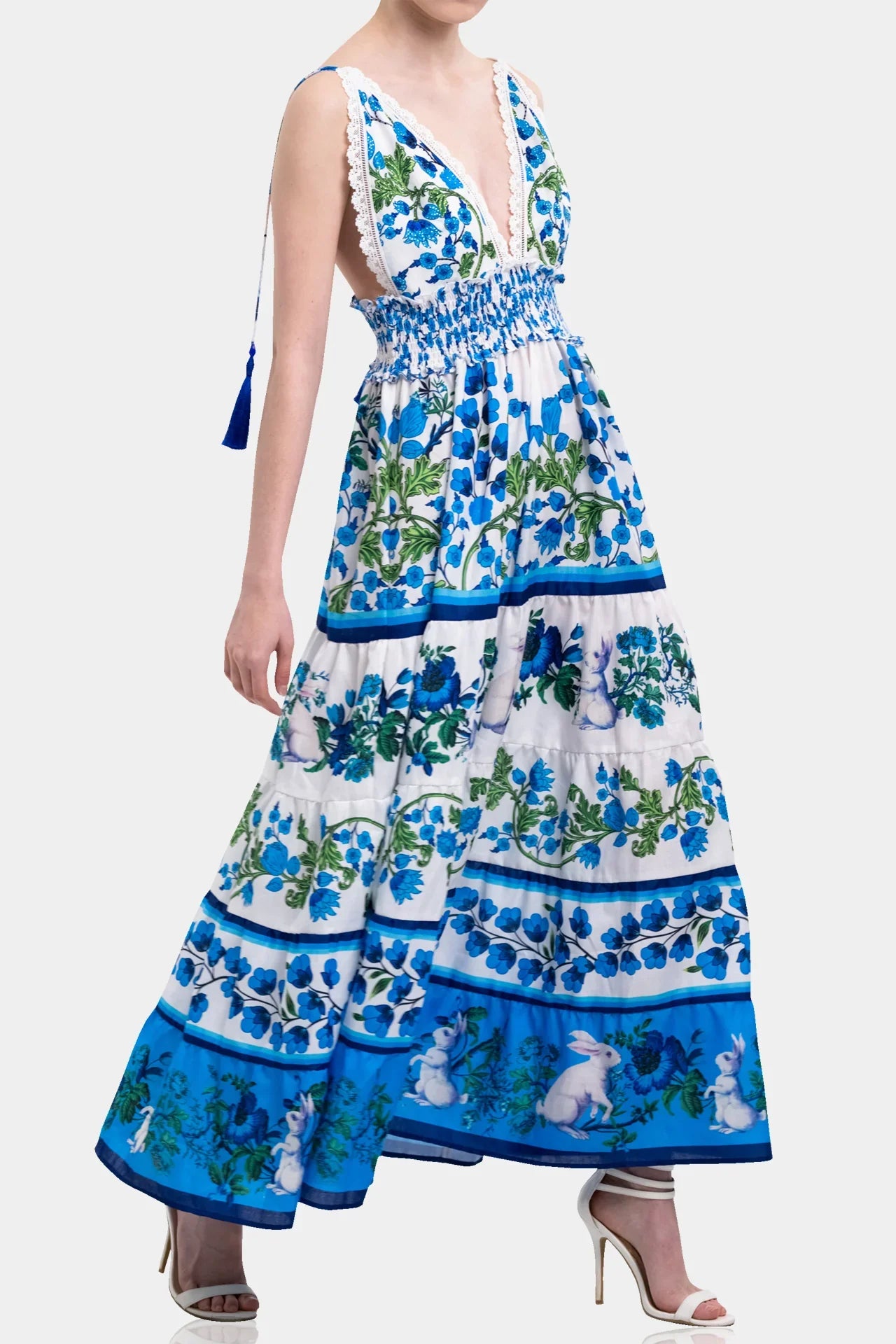 Designer White Dresses For Women | Floral Maxi Dress Shahida Parides