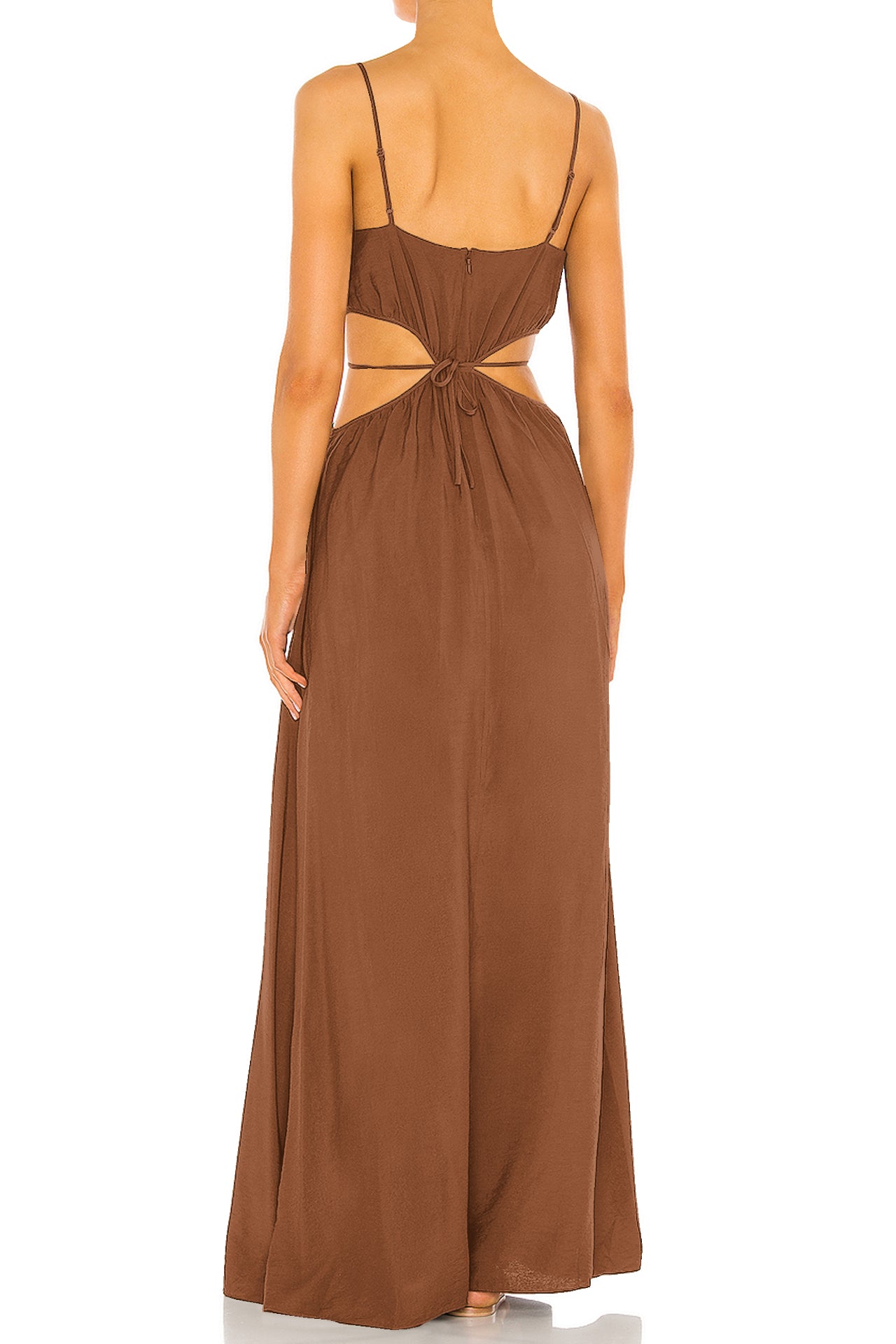 Designer Waist Cut Out Dress in Light Brown | Designer Long Maxi Dress ...