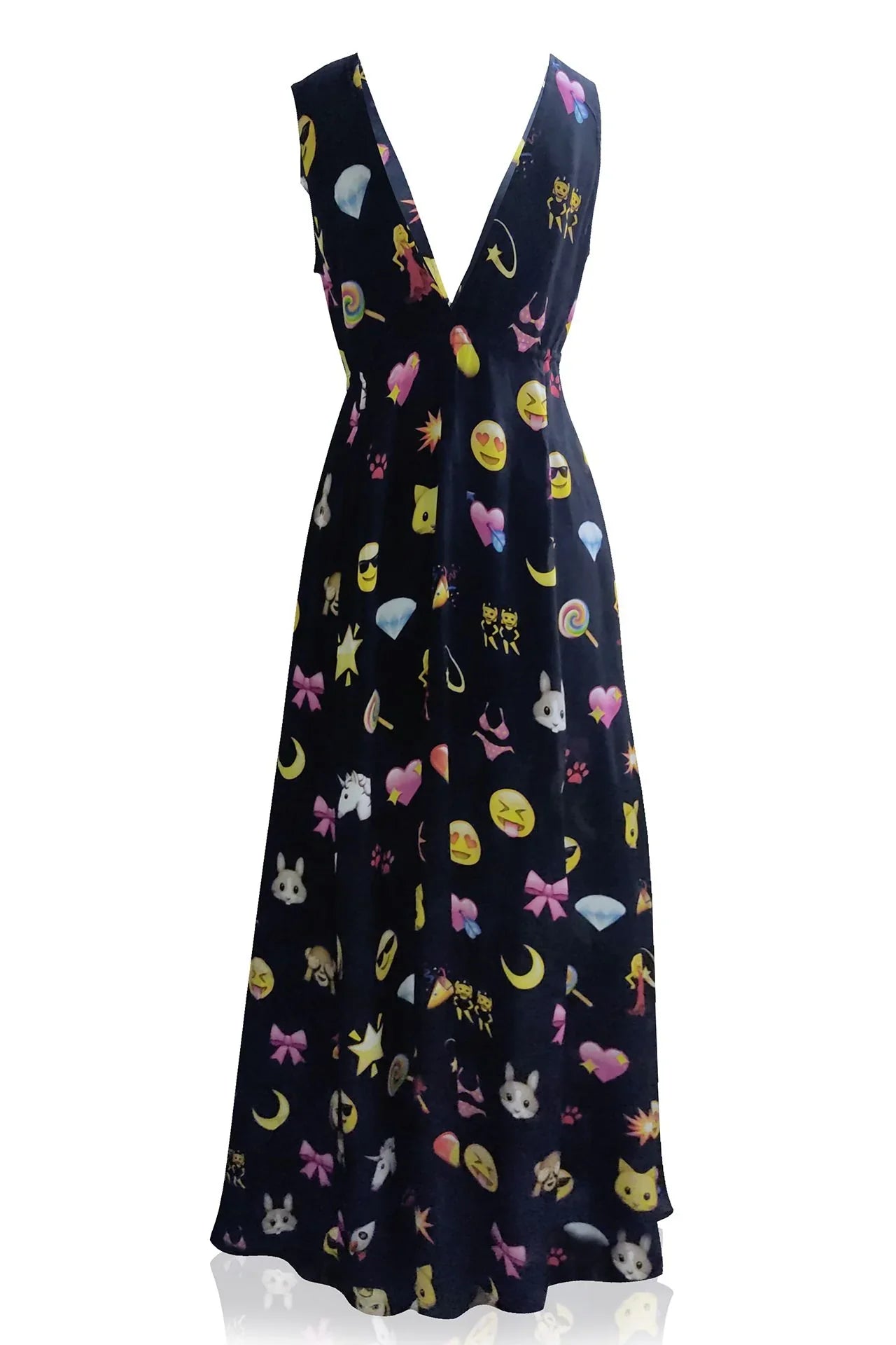 As Seen On Paris Hilton Emoji Maxi Dress | Long Sexy Black Dress ...