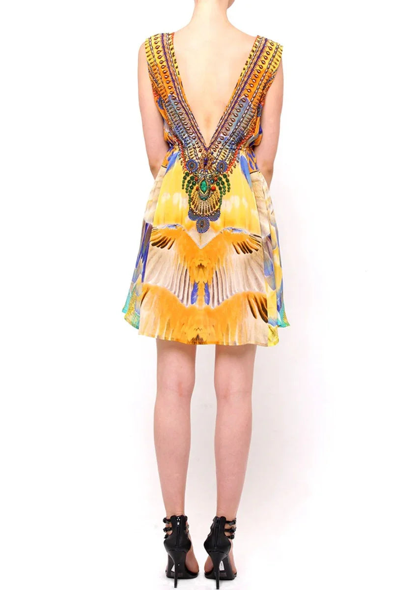 Designer Creme Mini Dress | Mini Frock For Women | Shahida Parides