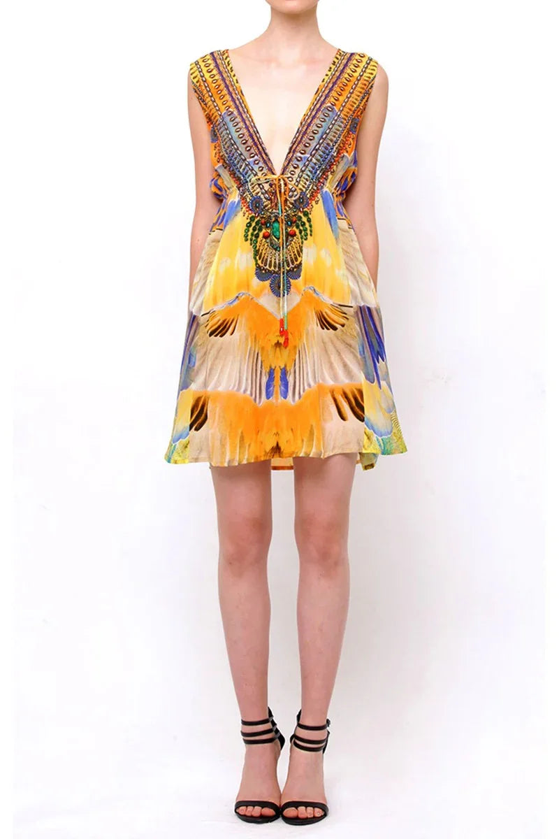 Designer Creme Mini Dress | Mini Frock For Women | Shahida Parides