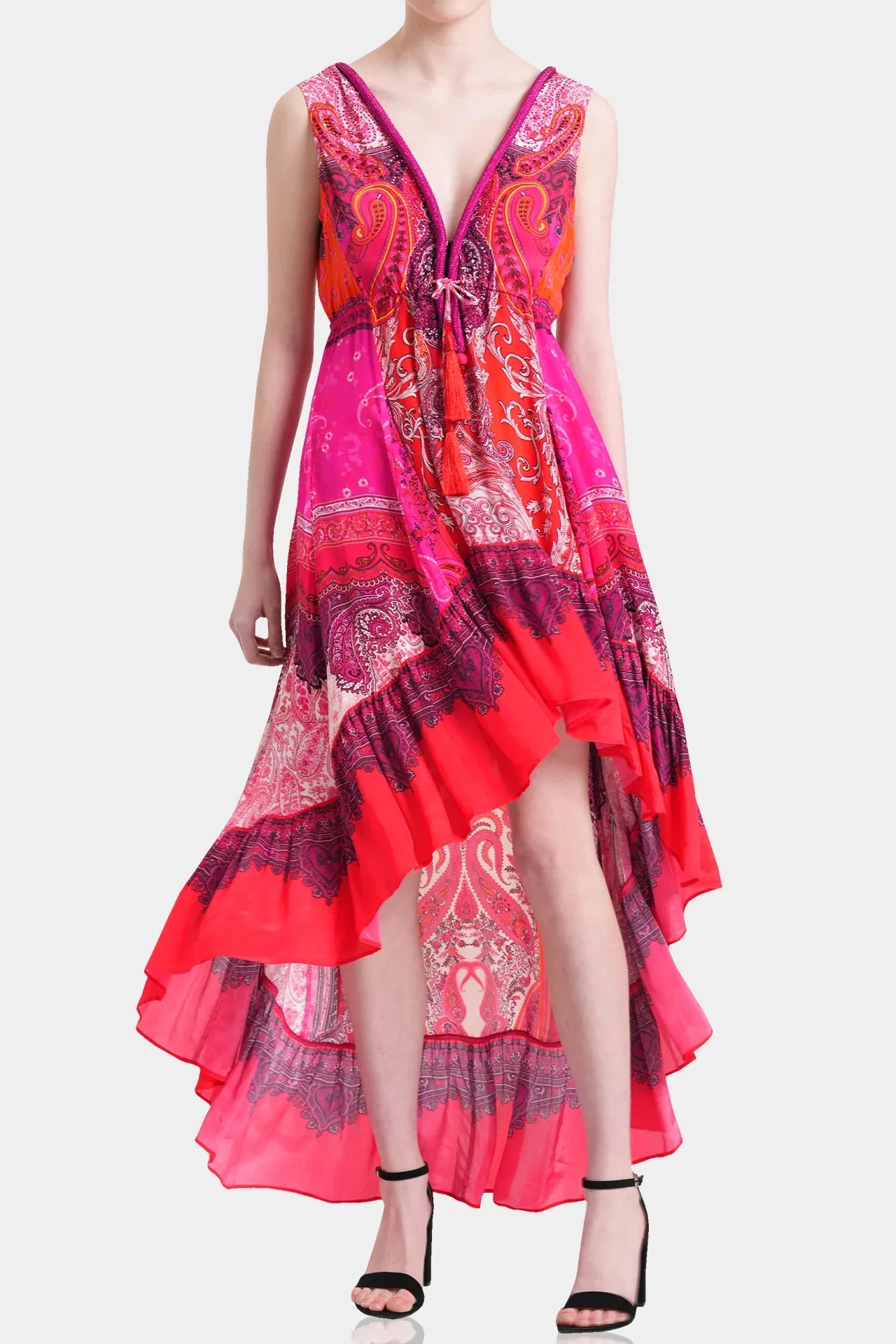 Designer Pink Cocktail Dress | High Low Ruffle Dress | Shahida Parides