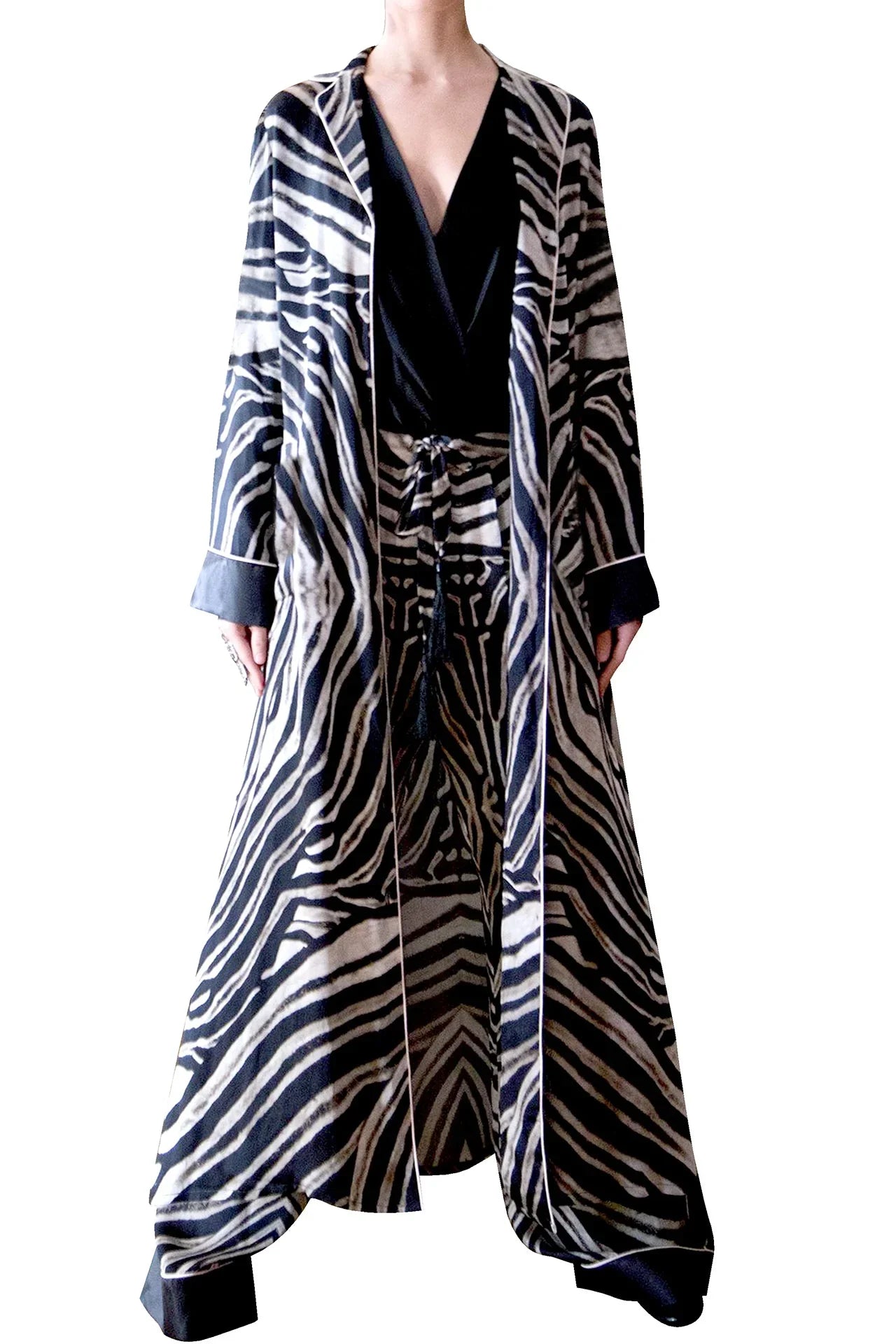 Designer Womens Duster Black | Animal Print Duster | Shahida Parides