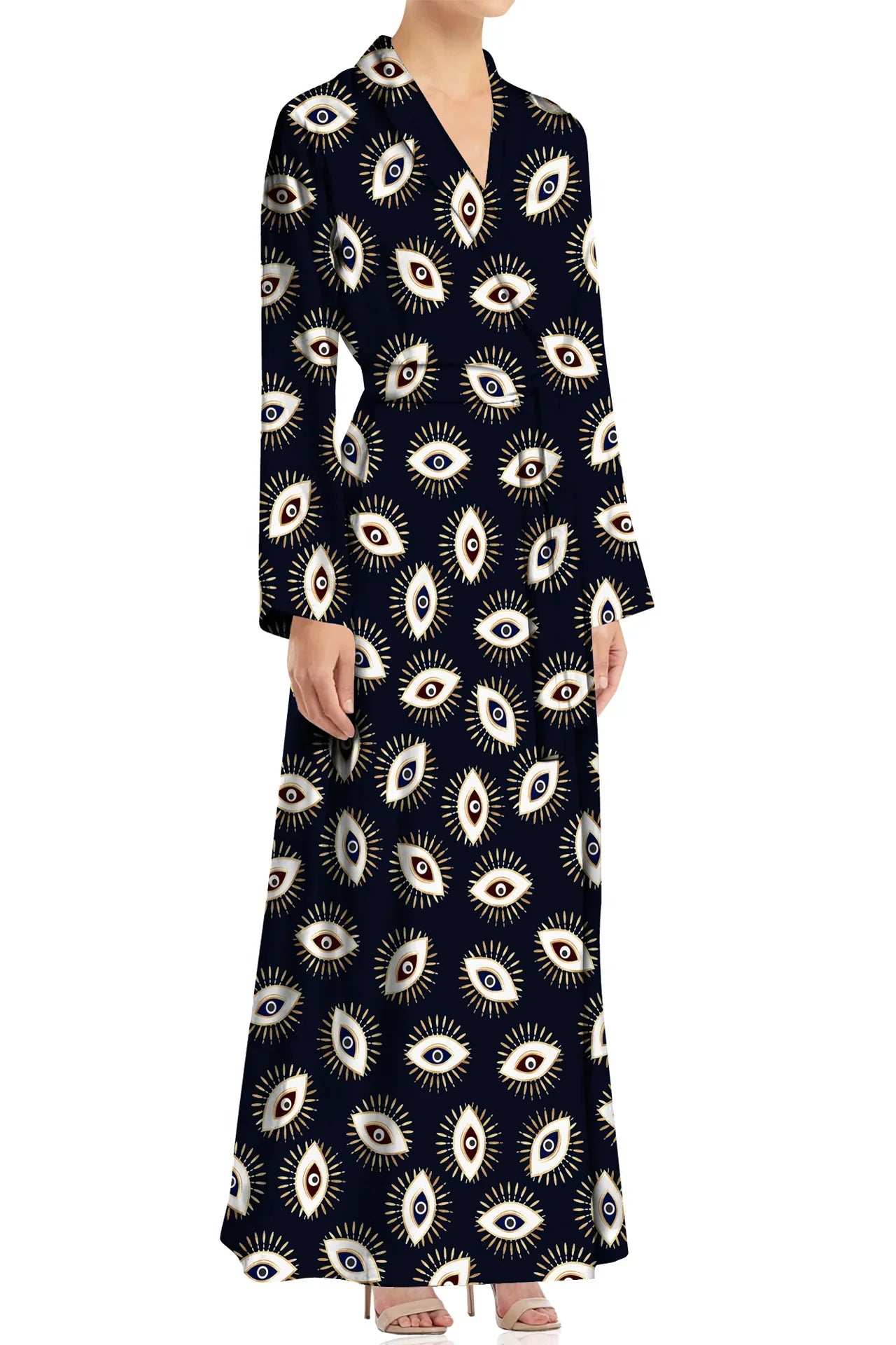Designer Floor Length Wrap Dress | Evil Eye Print | Kyle X Shahida ...