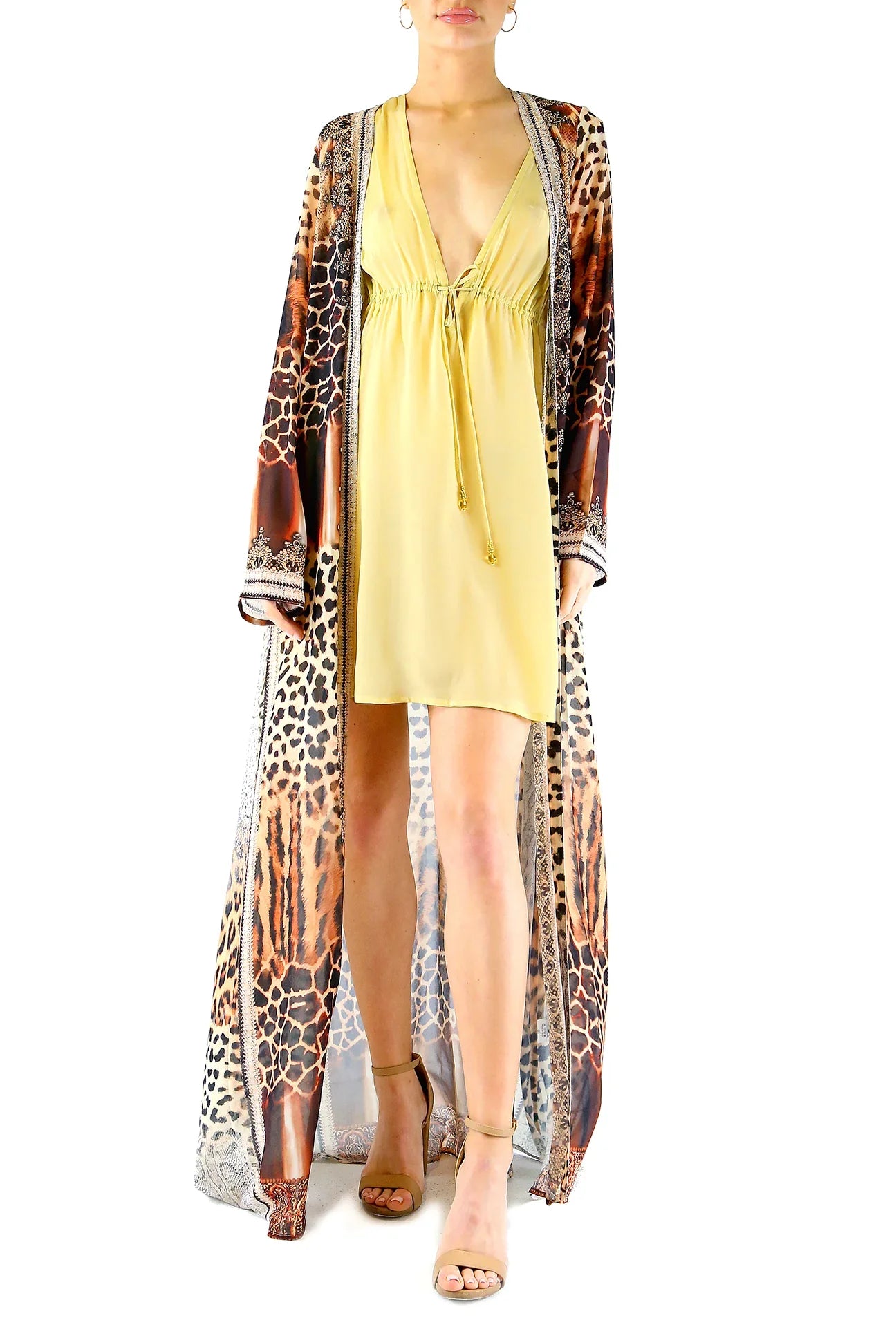 Floral Print Long Duster In Azure | Long Duster & Coats for Women ...