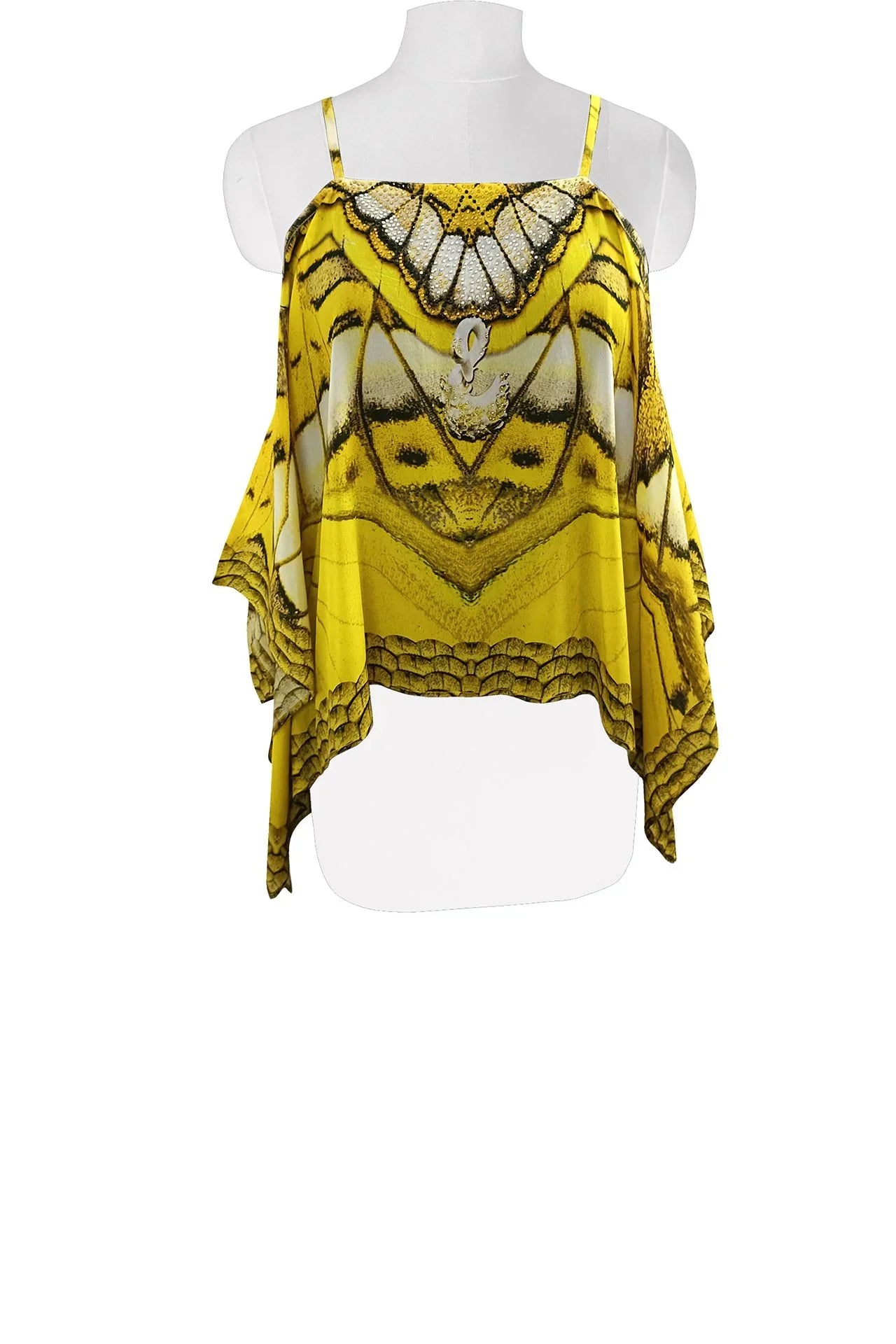 Designer Tunic Tops - Yellow Print Halter Top & Yellow Tops - Shahida ...