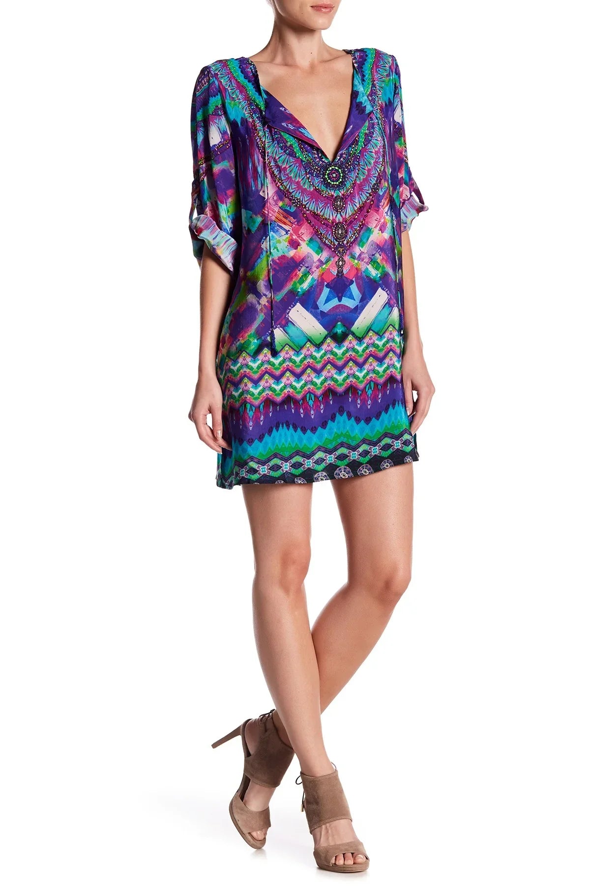 Designer Cocktail Dresses {Short Floral Print Dress} | V Neck Short ...