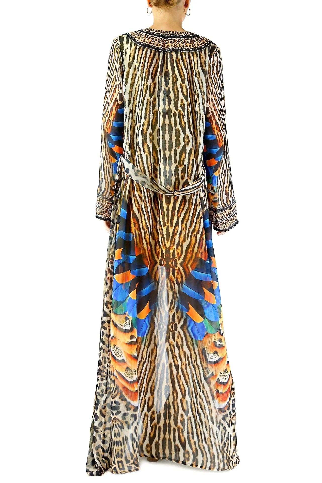 Floral Print Long Duster In Azure | Long Duster & Coats for Women ...