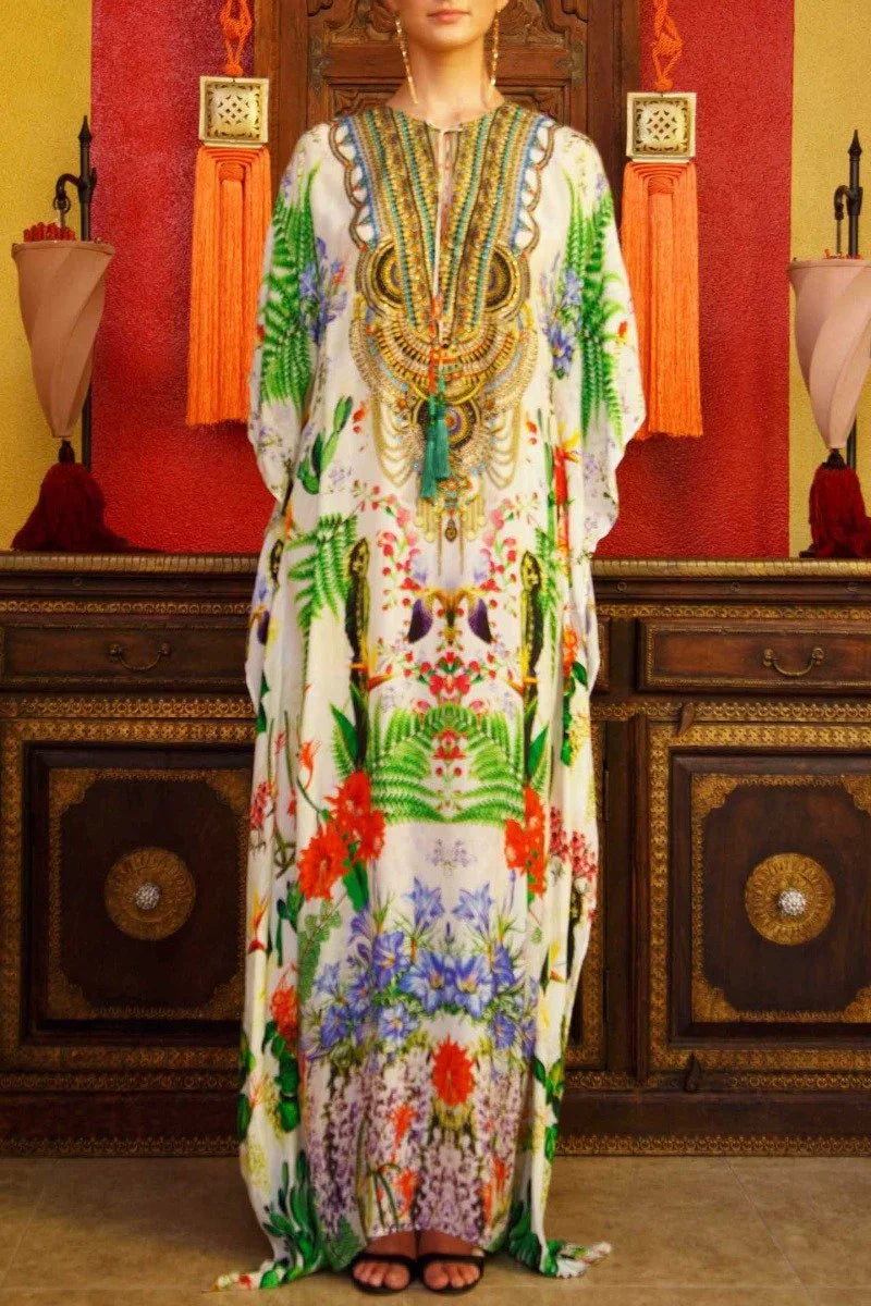 Long Kaftan For Women {Designer Silk Kaftans} | Beachwear Silk Kaftan ...